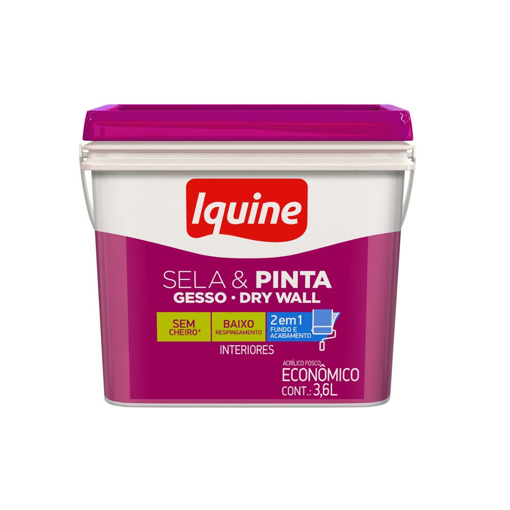 Tinta Sela e Pinta Gesso Dry Wall 3,6 Litros Retangular Branco Neve ...