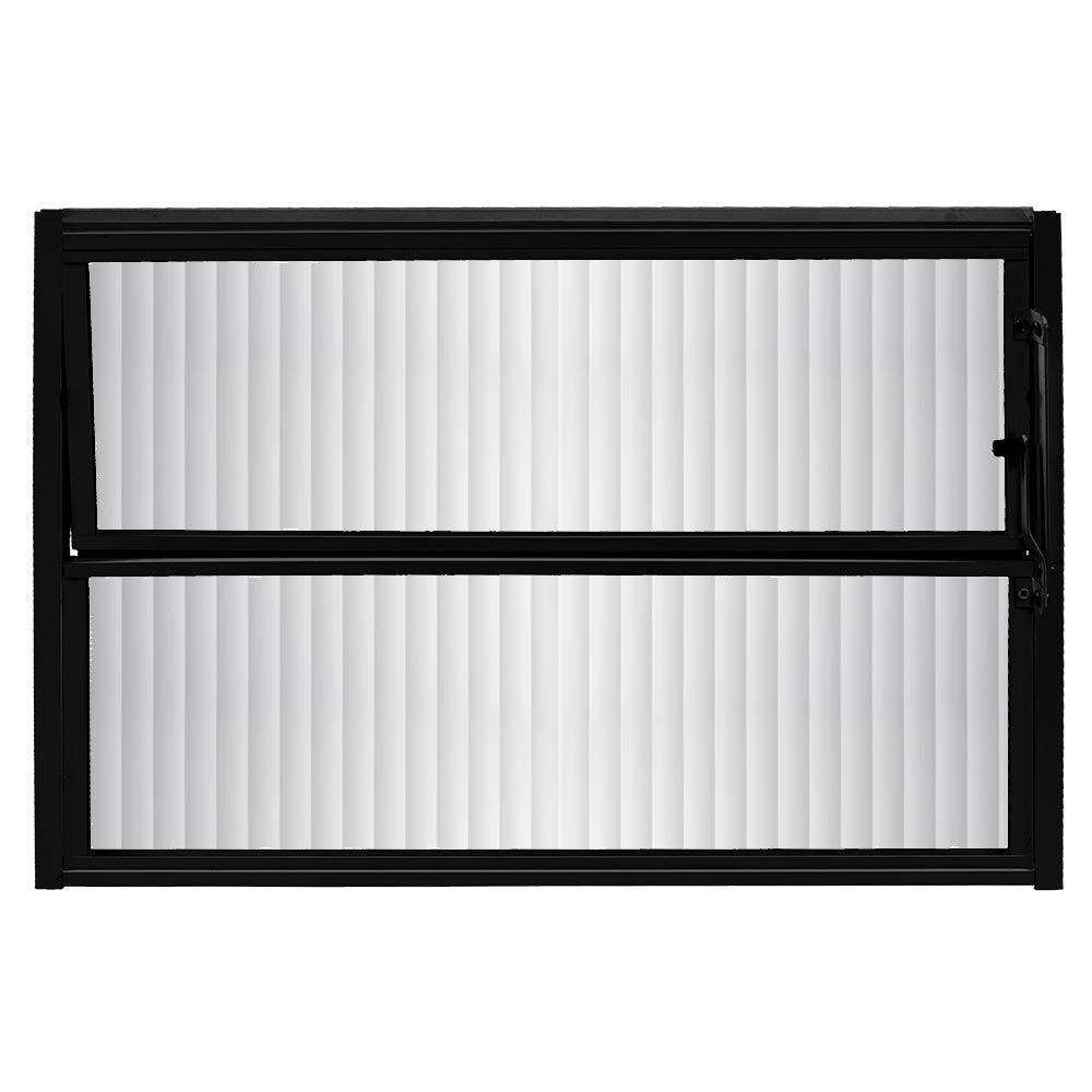 Basculante Home 100x40 cm de Alumínio Preta 2 Folhas Vidro Canelado ...