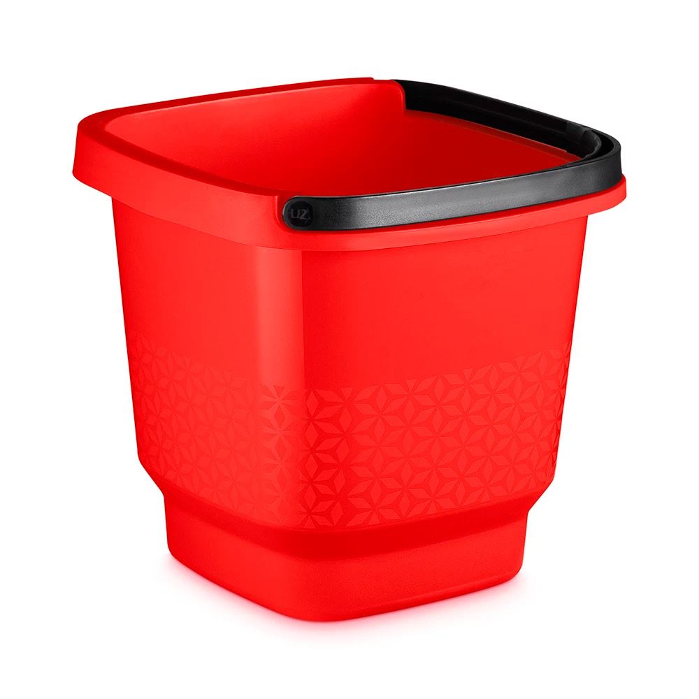Balde Plástico 8,5 Litros com Alça Slim Quadrado Vermelho UZ / REF ...