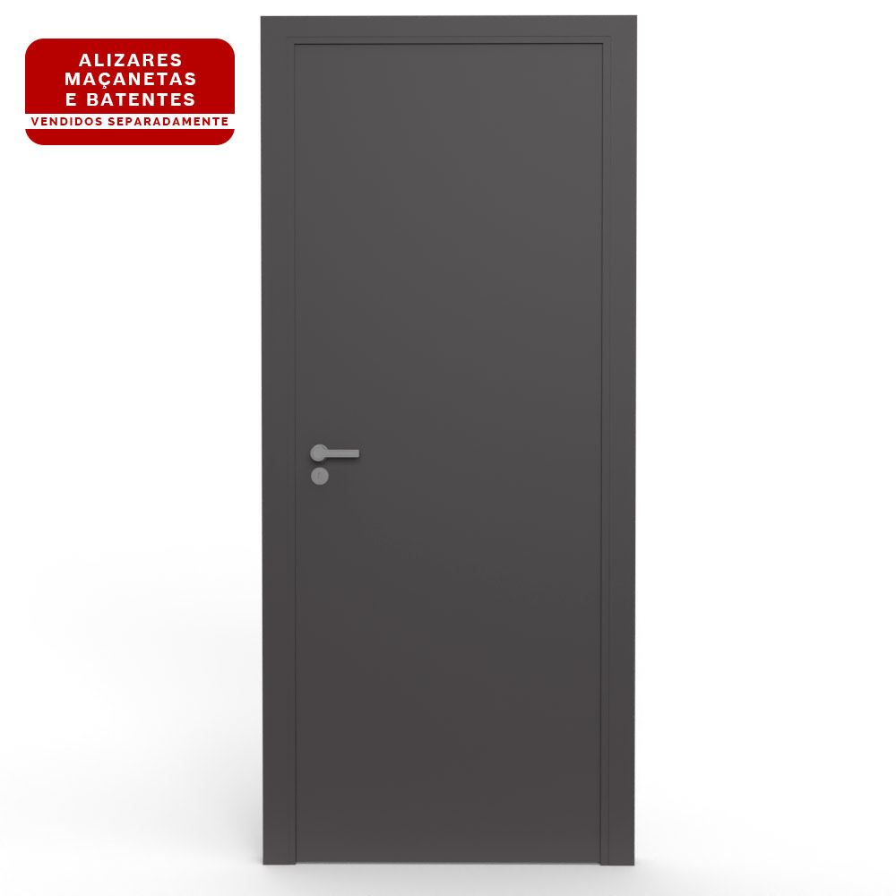 Porta de Madeira 90x210cm Lisa Laminado Preto Texturizado ROCHA / REF ...